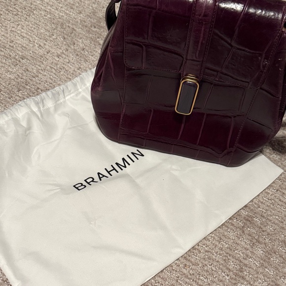 Brahmin | Bags | Brahmin Dark Purple Crocembossed Backpack | Poshmark